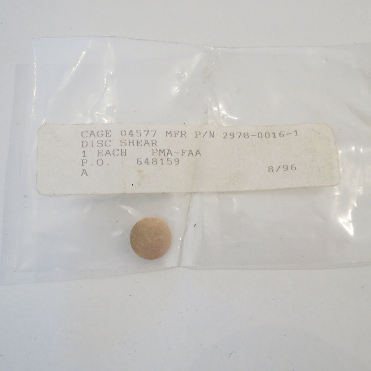 DISC SHEAR P/N 2978-0016-1 – ROTORPART